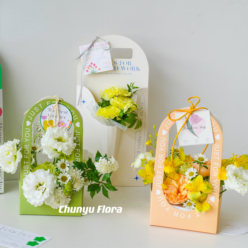 Set of 6 Flower Arrangement Flower Gift Box with Handle – Floral ...