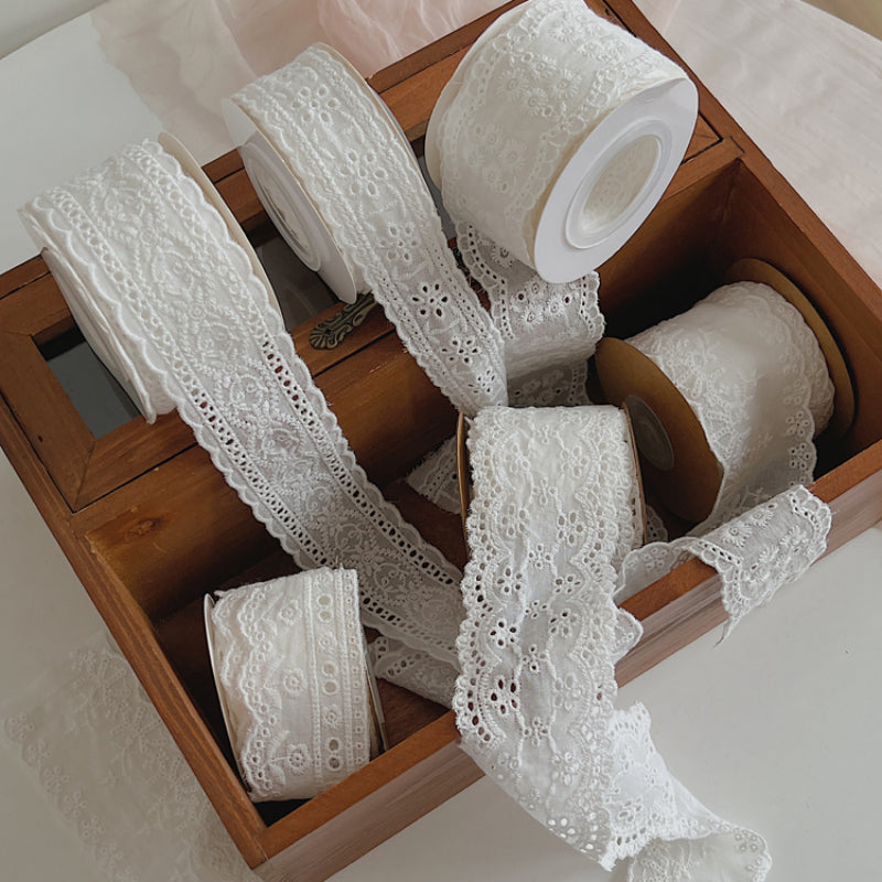 White Cotton Fabric Lace Ribbon – Floral Supplies Store