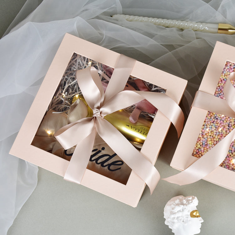Pink Clear Window Gift Box with Ribbon – Floral Supplies Store
