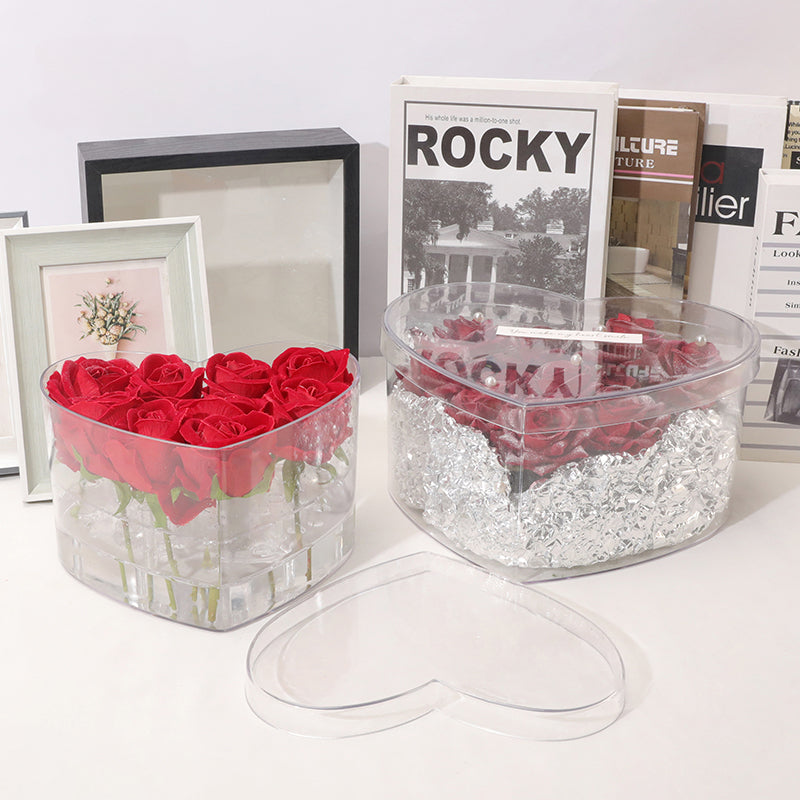Heart-shaped Clear Acrylic Rose Arrangement Box – Floral Supplies Store