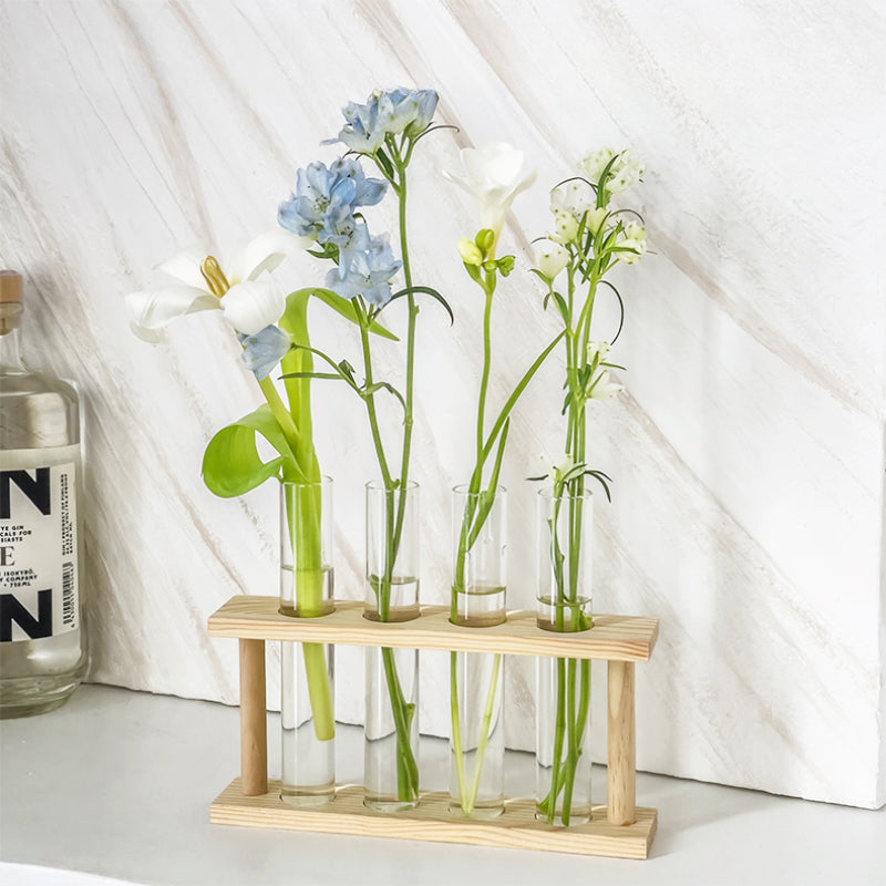 Test Tube Vase with Wooden Stand – Floral Supplies Store