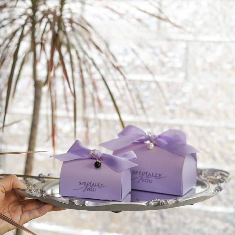 Lavender Purple Favor Box with Ribbon Set of 10 – Floral Supplies Store