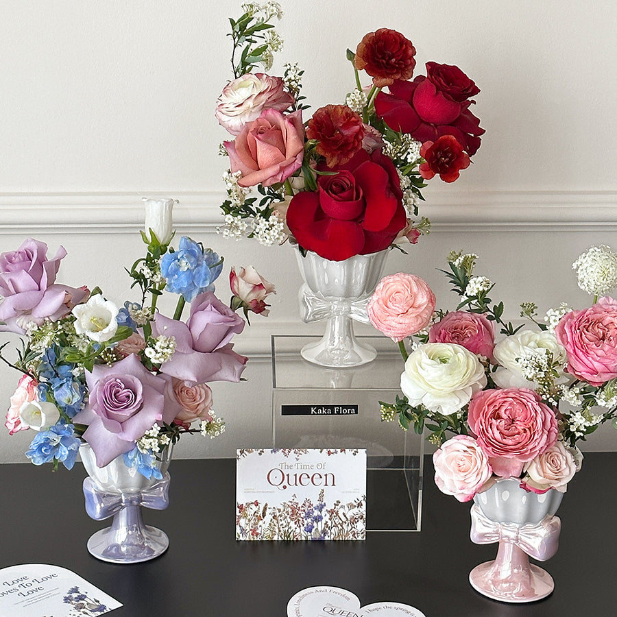 Vintage Ceramic Compote Vase with Bowknot – Floral Supplies Store