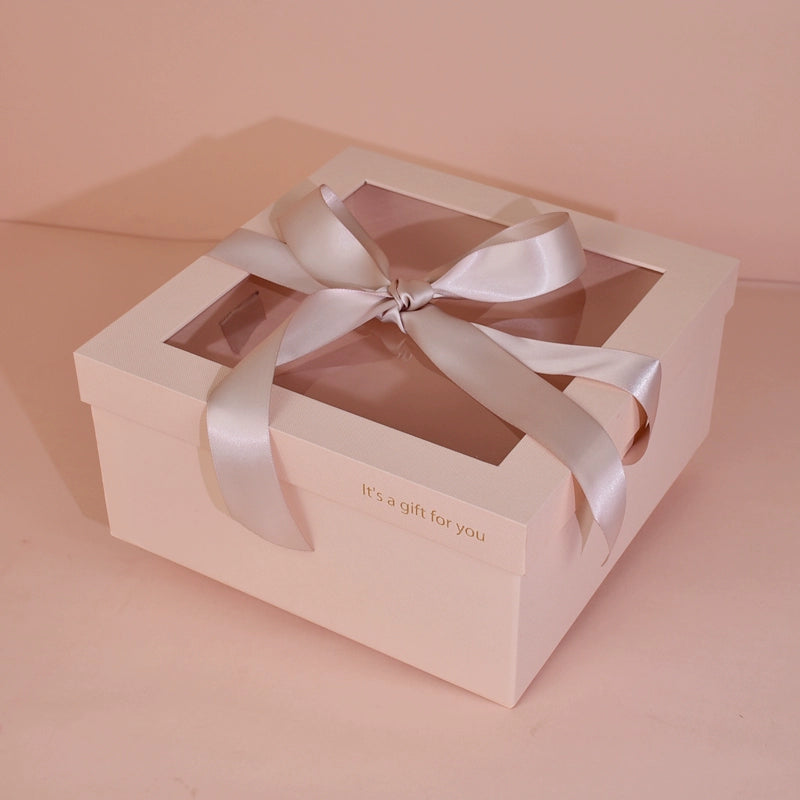 Pink Clear Window Gift Box with Ribbon – Floral Supplies Store