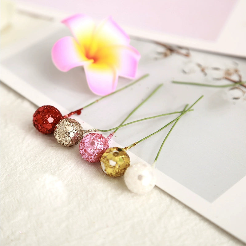 50pcs Artificial Glittering Holly Berries on Wire – Floral Supplies Store