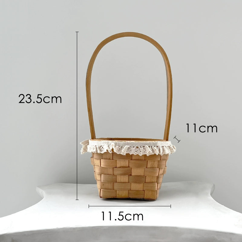 Small Rattan Flower Basket with Lace Trim – Floral Supplies Store