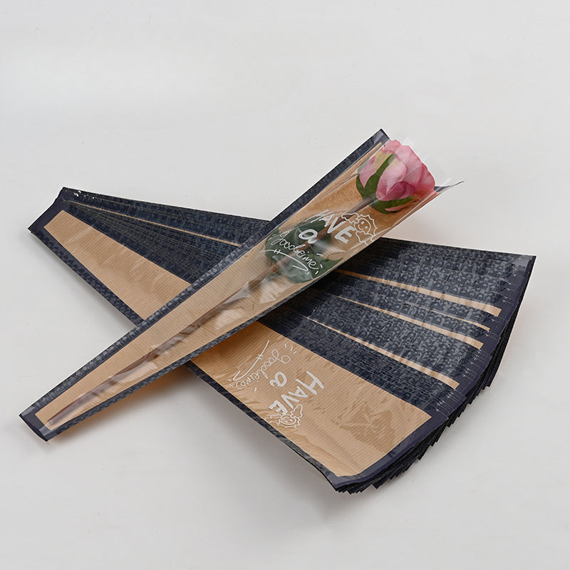 30pcs Single Rose Plastic Packaging Bag Half Clear Flower Sleeves ...