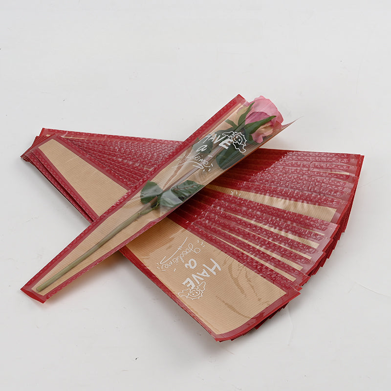 30pcs Single Rose Plastic Packaging Bag Half Clear Flower Sleeves ...