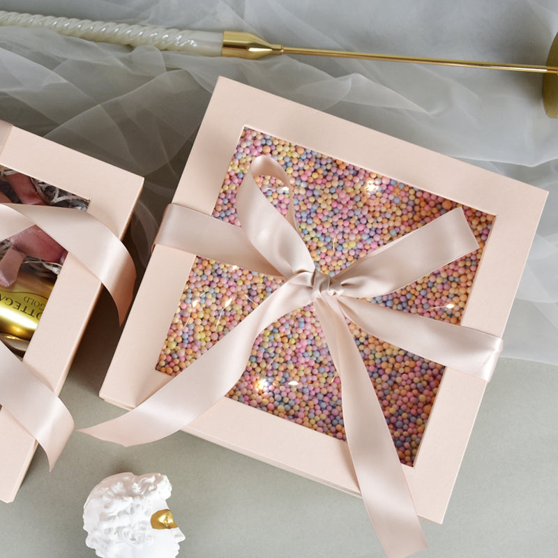 Pink Clear Window Gift Box with Ribbon – Floral Supplies Store