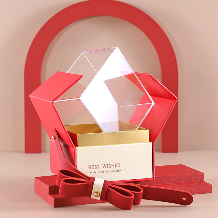 Red Square Favor Box with Acrylic Lid Set of 10 – Floral Supplies Store