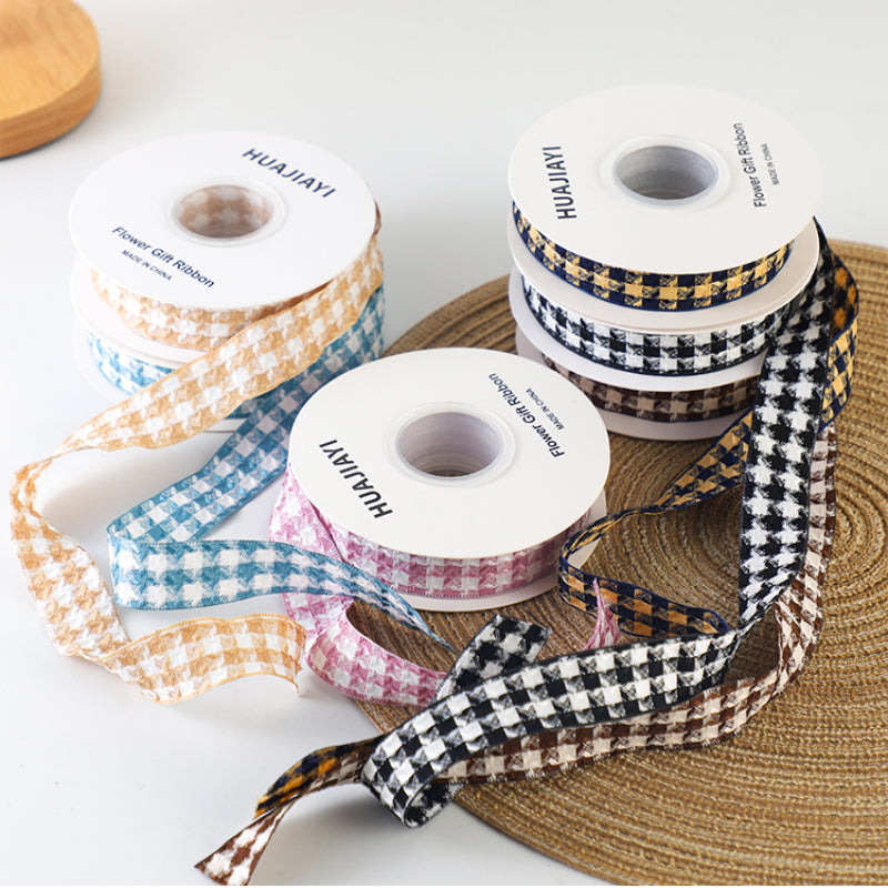 Houndstooth Flowers Bouquet Packaging Ribbon (25mmx10Yd) – Floral ...