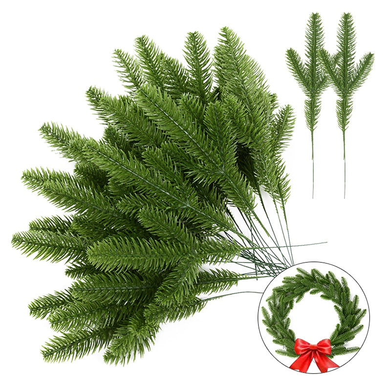 Set of 10 Artificial Pine Needle Branch for Christmas Decorations ...