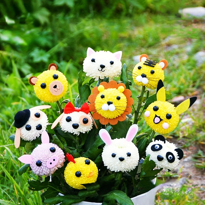 5 Sets Puppy Flower Arrangement Animals Flower DIY Safety Eyes Noses K ...