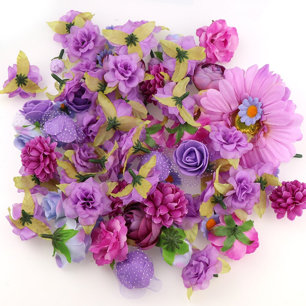50pcs Mixed Artificial Silk Flower Heads – Floral Supplies Store