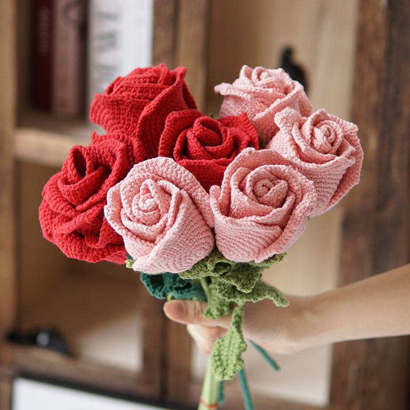 5Pcs Finished Crochet Rose Bouquet – Floral Supplies Store