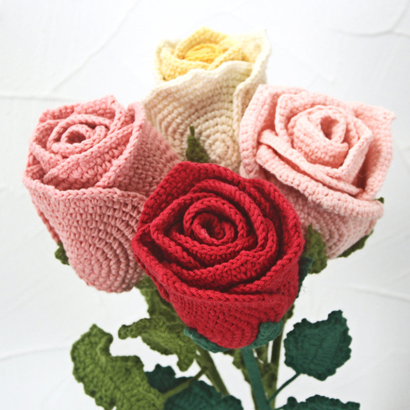 5Pcs Finished Crochet Rose Bouquet – Floral Supplies Store