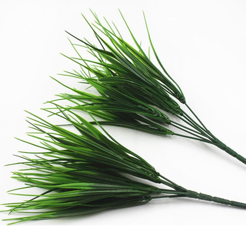 Set of 10 Artificial Plastic Green Grass – Floral Supplies Store