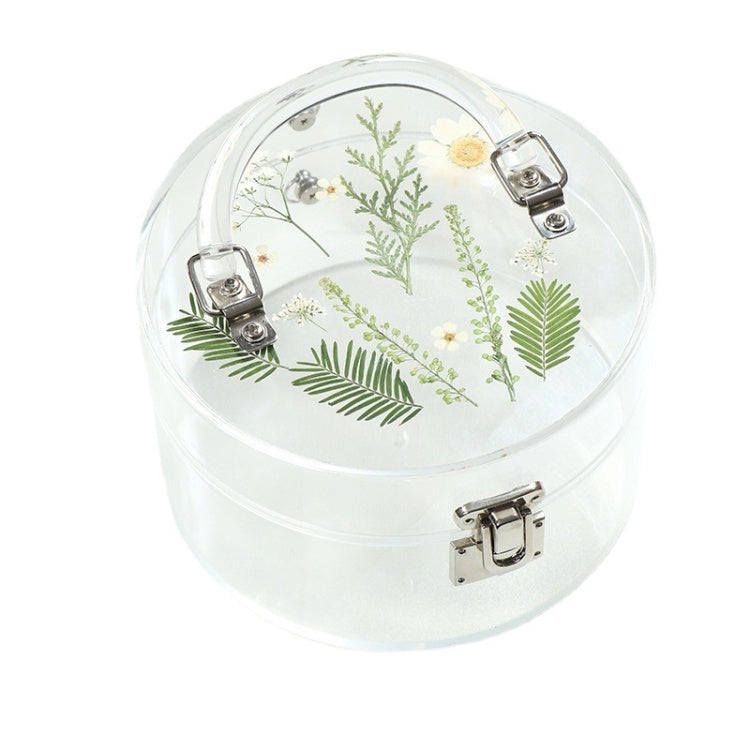 Transparent Round Acrylic Gift Box with Handle Lid (14.8x9.5cm ...