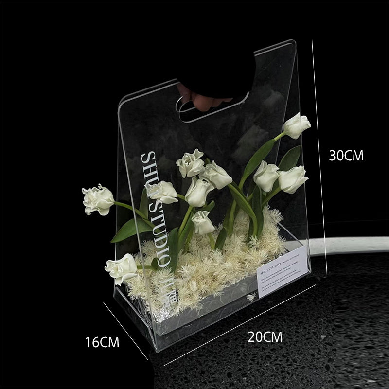 Clear Acrylic Flower Arrangement Box with Handle – Floral Supplies Store