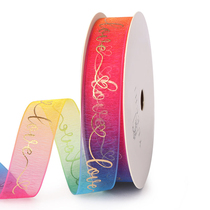 Rainbow Color I LOVE YOU Ribbon (1.6cmx9m) – Floral Supplies Store