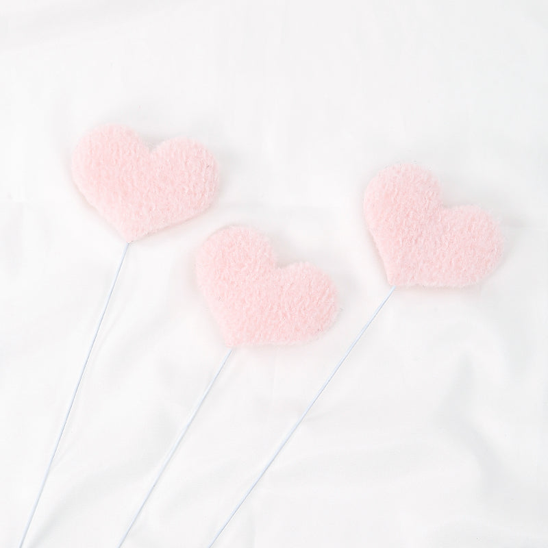 Set of 10 Fluffy Floral Heart Picks – Floral Supplies Store
