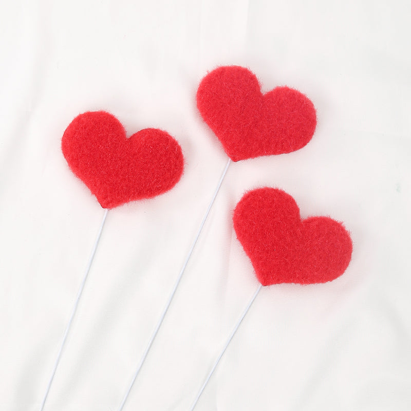 Set of 10 Fluffy Floral Heart Picks – Floral Supplies Store