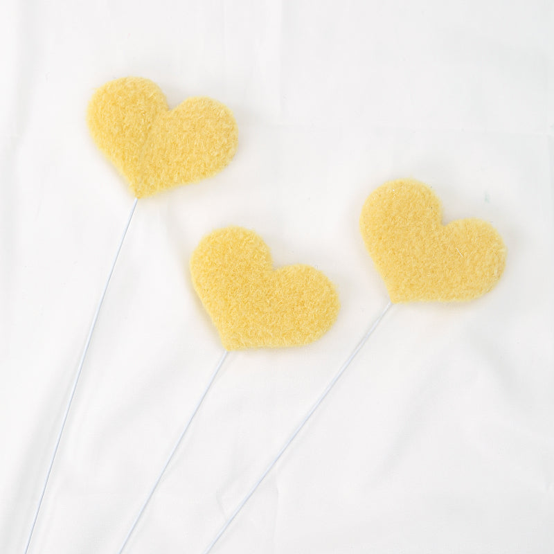 Set of 10 Fluffy Floral Heart Picks – Floral Supplies Store