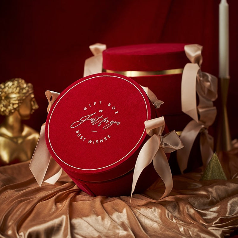 Round Velvet Gift Wrap Box with Handle – Floral Supplies Store