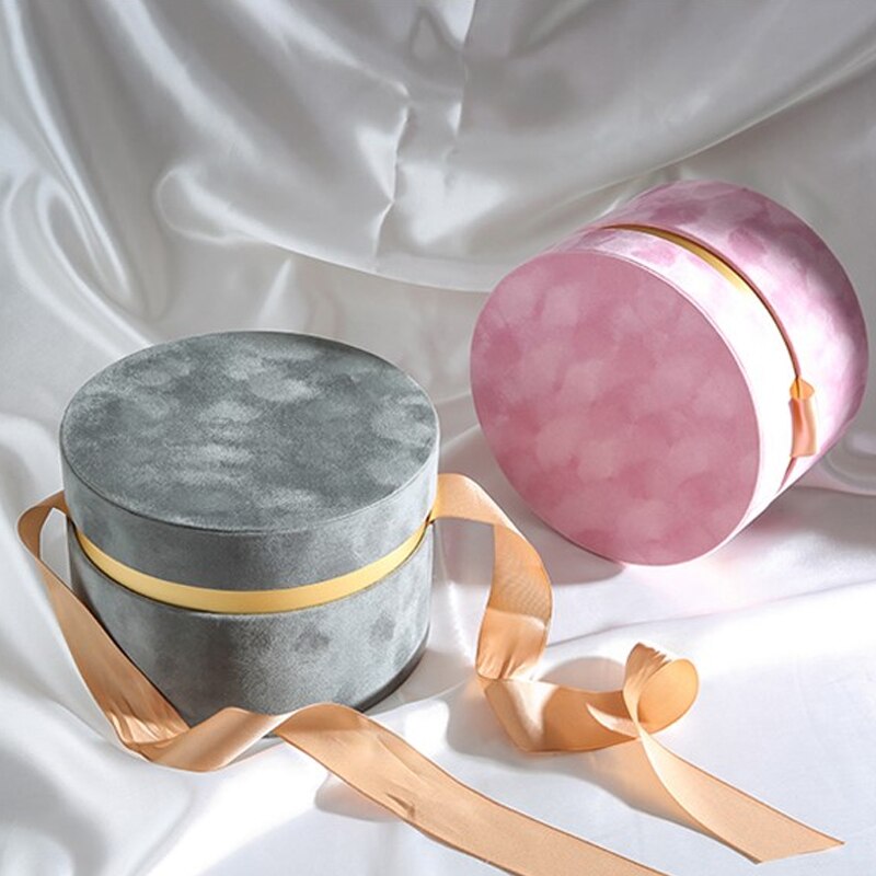 Round Velvet Flower Hat Box with Ribbon Bow – Floral Supplies Store