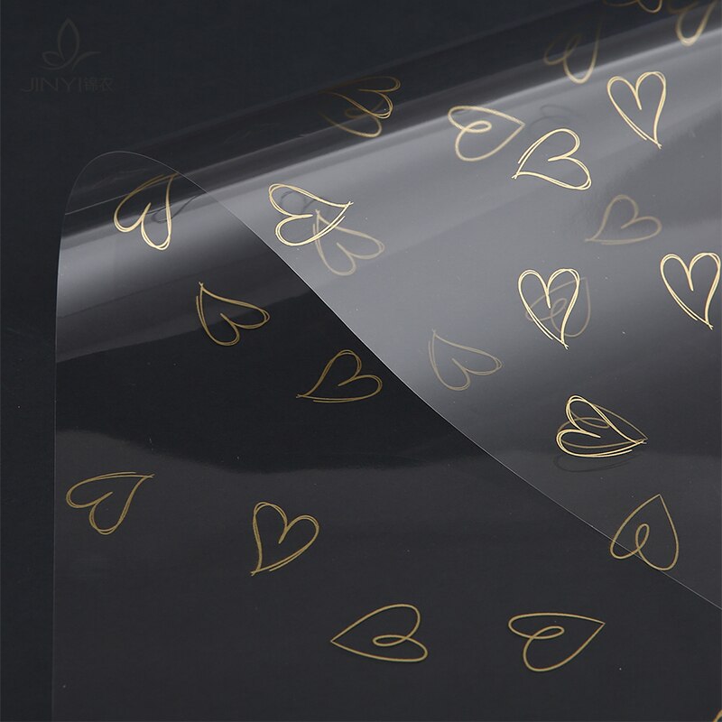 Heart Print Clear Cellophane Paper Pack 20 (58x58cm) – Floral Supplies ...
